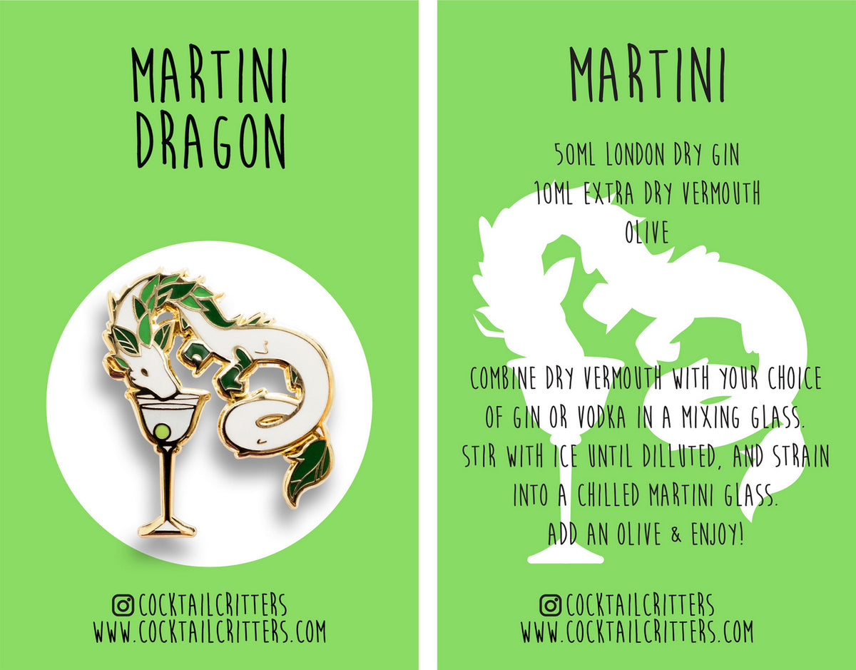 Dragon X Martini Enamel Pin Cocktail Critters